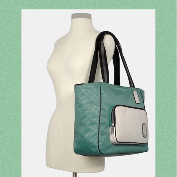 Coach | Bags | Coach Court Tote Purse Bag In Colorblock Signature Nylon ...
